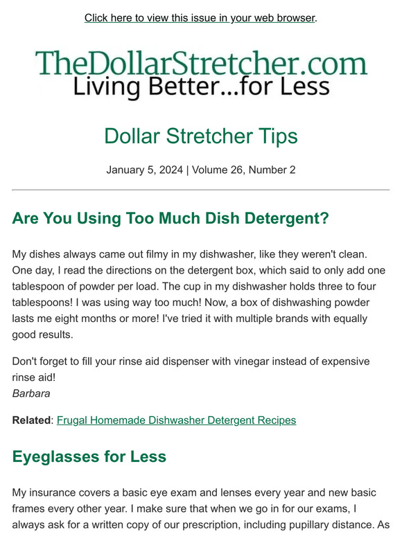 Dollar Stretcher: 1/5/24: Dollar Stretcher Tips | Milled
