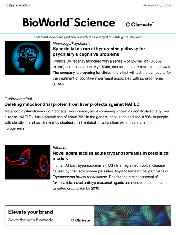 BioWorld: Kynexis takes run at kynurenine pathway for psychiatry’s ...
