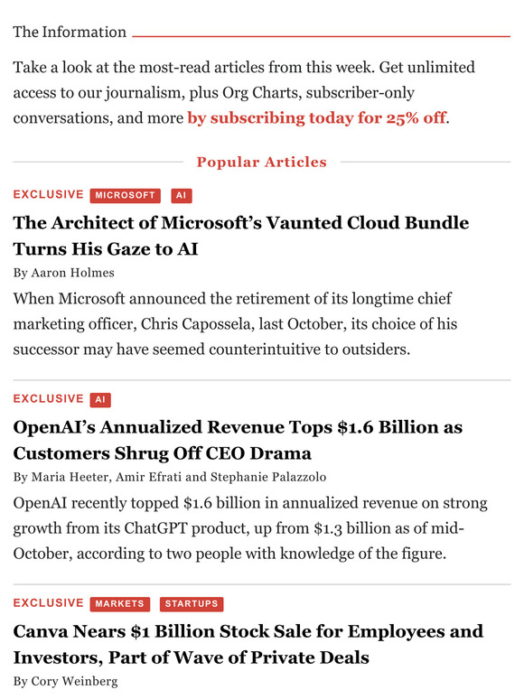 The Information: This Week's Most Popular Stories | Milled