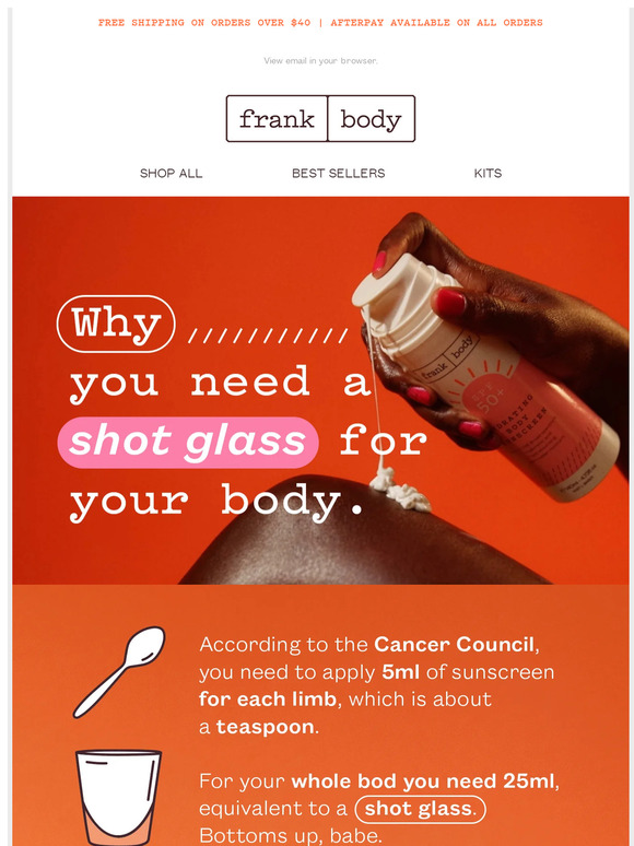 Frank Body: 🥃 Shots, shots, shots. EVERYBODY. | Milled