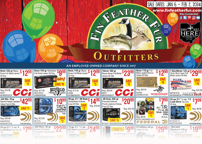 Fin Feather Fur Outfitters: Welcome 2024! Shop Our January Sales Flyer ...