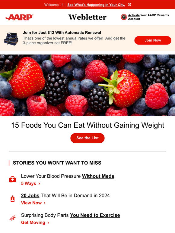 AARP: 15 Foods You Can Eat Without Gaining Weight | Milled