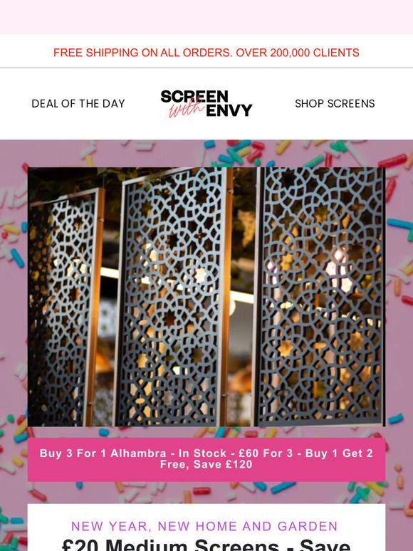 Screen With Envy: 🏡 £60 for 3 Alhambra Medium Screens - Buy 1 Get 2 ...