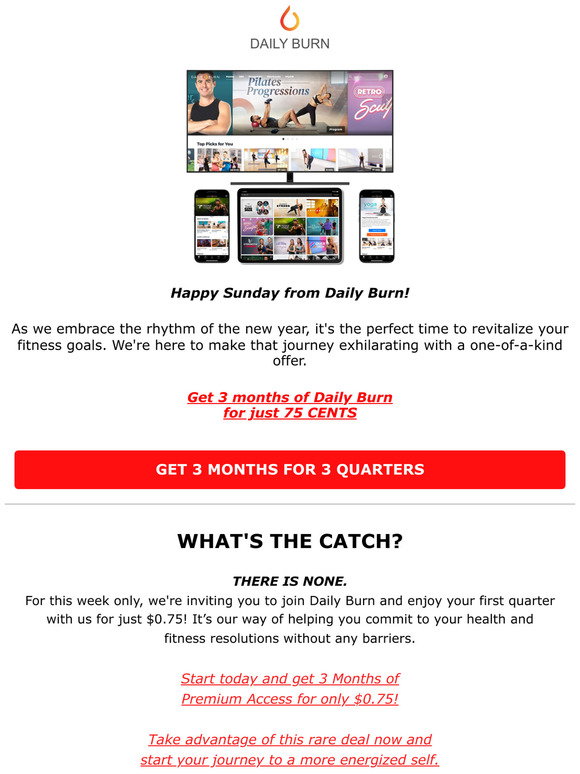 Daily Burn: New Week, Fresh Start: Special 75¢ Offer! | Milled