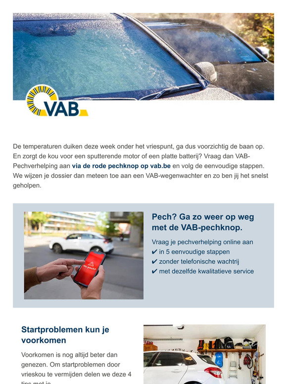 VAB: Autopech door het koude weer? Vraag online pechverhelping aan via ...