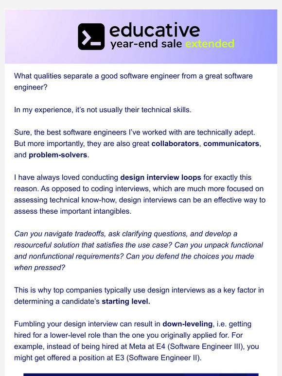 Educative: Complete guide to Design Interviews in 2024 (System Design, API Design, ML & more ...