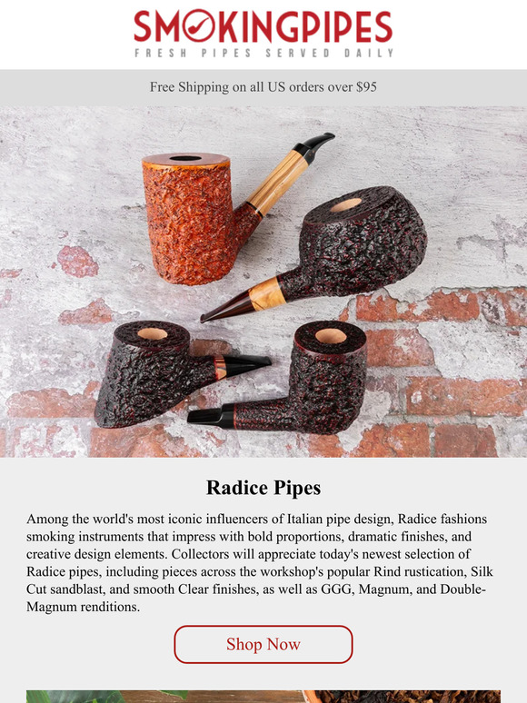 Smokingpipes: Radice Pipes | Extra-large Italian Classics | Milled