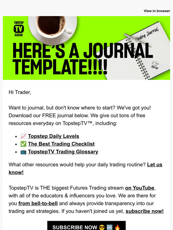 Topstep: Trader, DOWNLOAD THIS FREE JOURNAL 🔥📝 | Milled