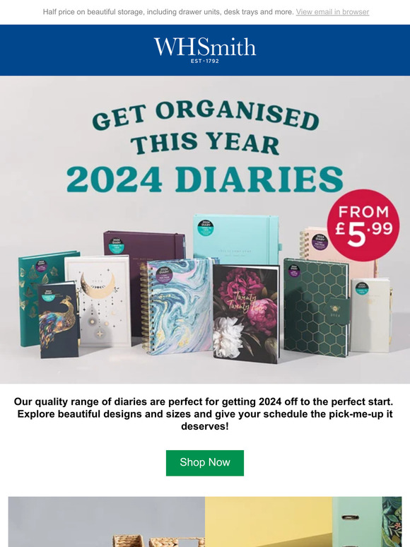 WHSmith: Get organised with 2024 diaries! | Milled