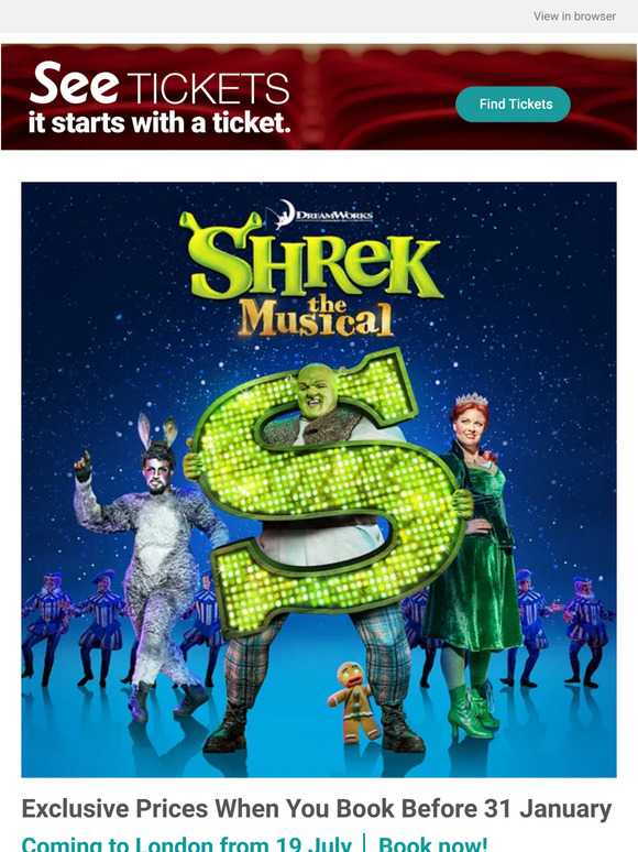 See Tickets: Shrek the Musical 💚 £20 tickets for a limited time only ...
