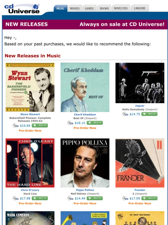 CD Universe: Music New Releases at CD Universe | Milled