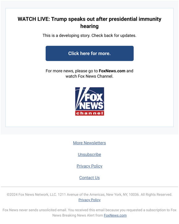 Fox News: WATCH LIVE: Trump speaks out after presidential immunity ...