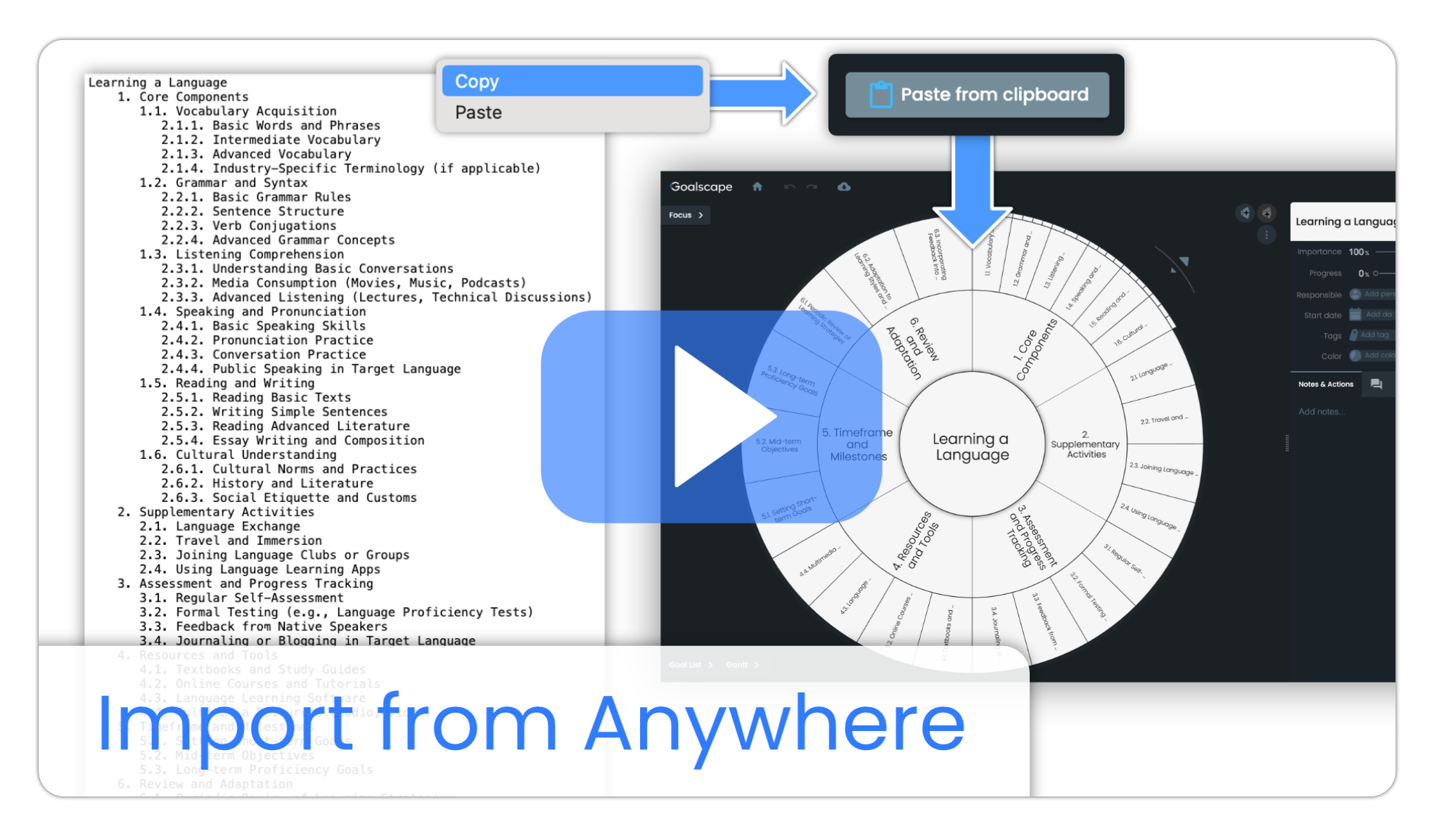 Goalscape: New Feature: Easy Import from Anywhere | Milled