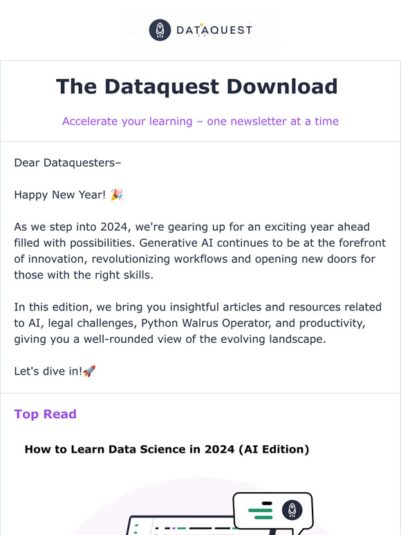 Dataquest: How to Learn Data Science in 2024 (AI Edition) | Milled