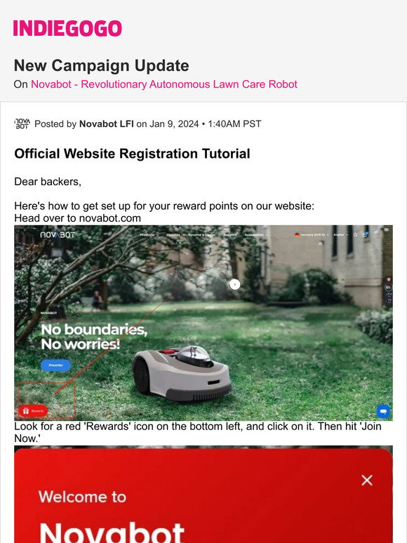 Indiegogo: 📢 Update #47 from Novabot - Revolutionary Autonomous Lawn ...