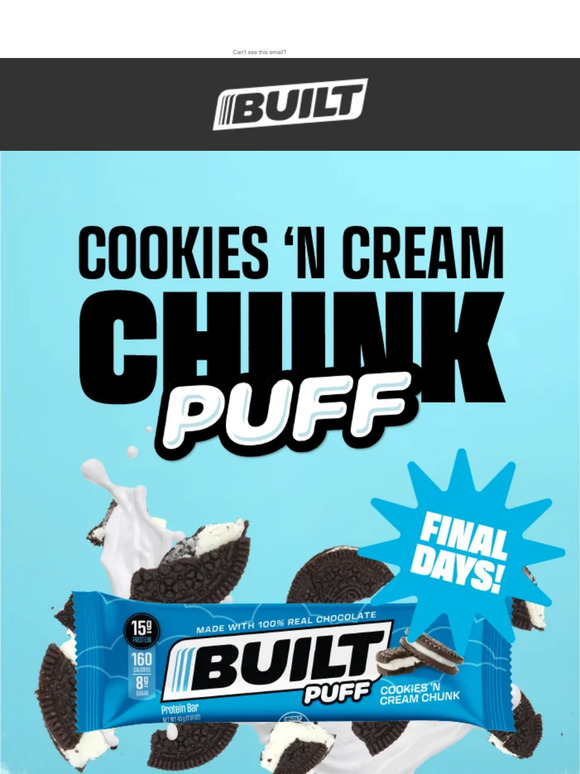 Built Bar: Final Days For Cookies 'N Cream Chunk! | Milled