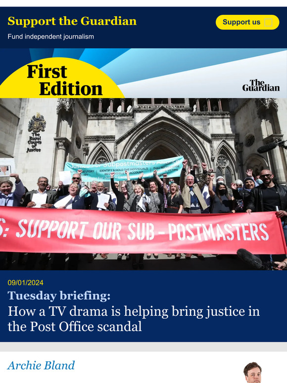 The Guardian: Post Office justice on the horizon? | First Edition from ...