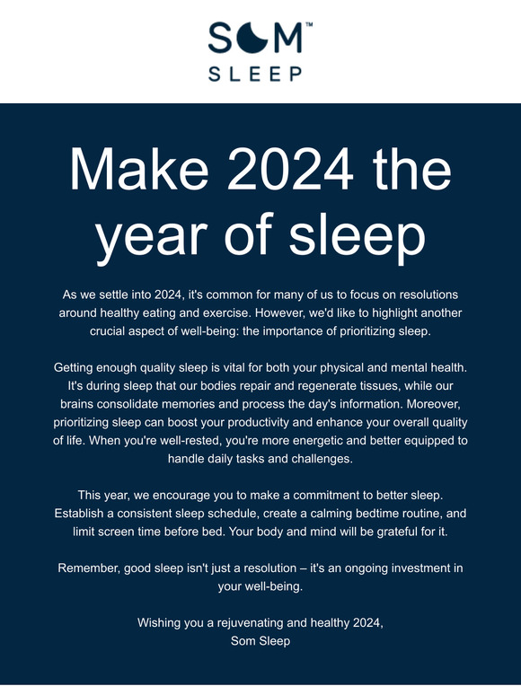 Som Sleep: Make 2024 the year of sleep | Milled