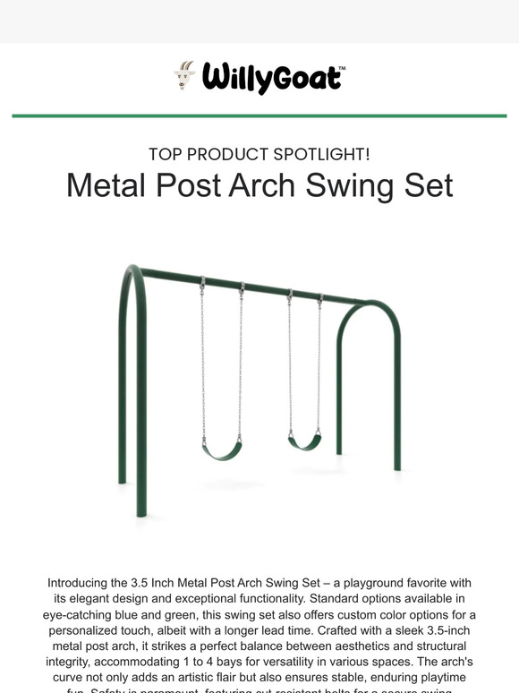 WillyGoat: Top Product Spotlight - Metal Post Arch Swing Set | Milled