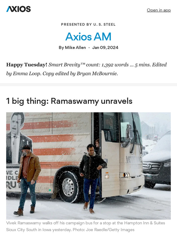Axios: 🌽 Axios AM: Vivek unravels | Milled