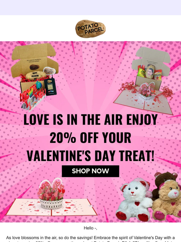 Potato Parcel: Love is in the Air: Kickstart Valentine's Season with 25% Off! | Milled