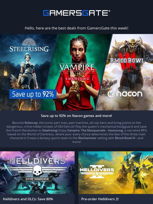GamersGate: Save big on Helldivers, Robocop, and much more! | Milled