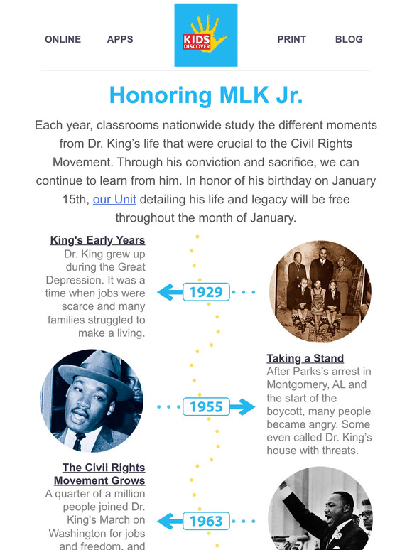 Kids Discover: Timeline: The Defining Moments of MLK Jr. | Milled
