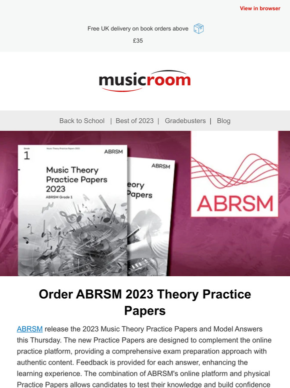 Musicroom: The 2023 ABRSM Music Theory Practice Papers! 🆕 | Milled