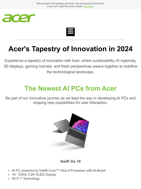 Acer: Acer's 2024 AI PC Lineup: Exciting New Products Await! | Milled
