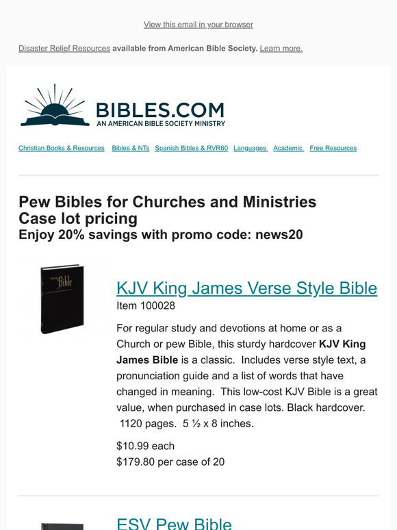 Bibles: Pew Bibles for Churches and Ministries - Case lot pricing and ...