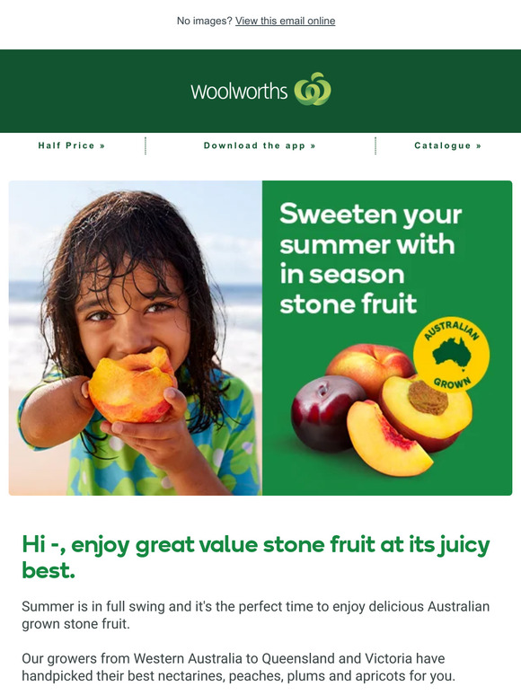 Woolworths: —, we're celebrating new season Aussie stone fruit 🍎🍏 | Milled