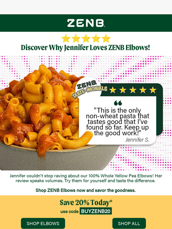 ZENB: RE: Jennifer's ZENB Pasta Order: Elbows | Milled