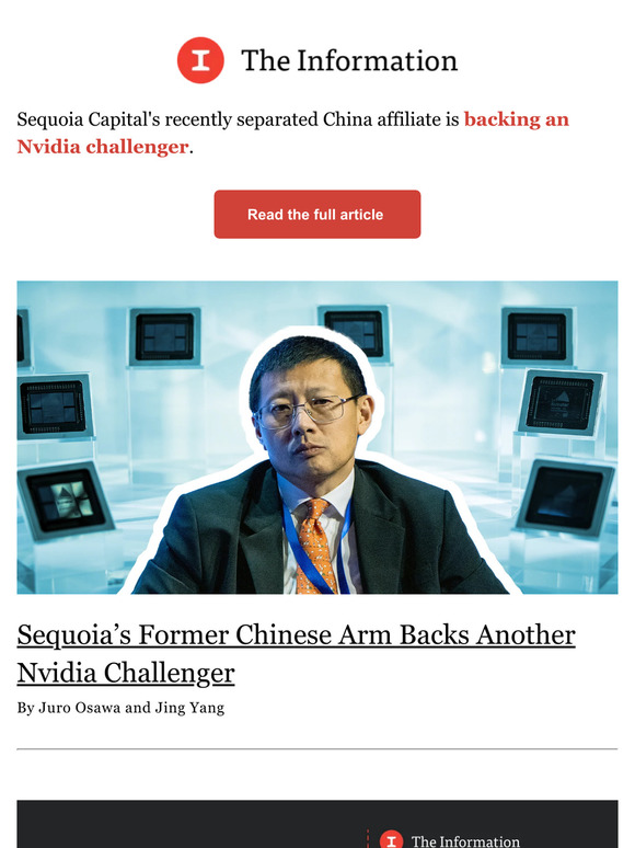 The Information: Deals: Sequoia’s Former Chinese Arm Backs an Nvidia ...