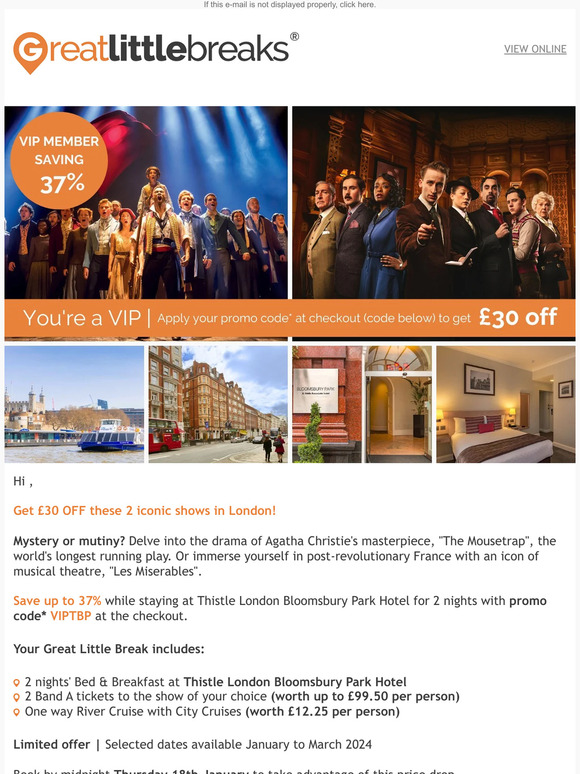 Greatlittlebreaks.com: £30 OFF | Save 37% on your London theatre break ...