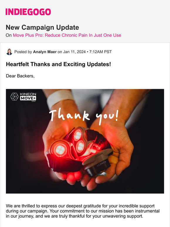 Indiegogo: 📢 Update #69 from Move Plus Pro: Reduce Chronic Pain In Just ...