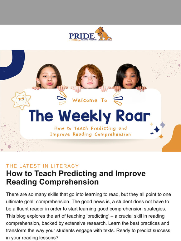 PRIDE Reading Program: The Weekly Roar 🦁 Predicting & Reading ...