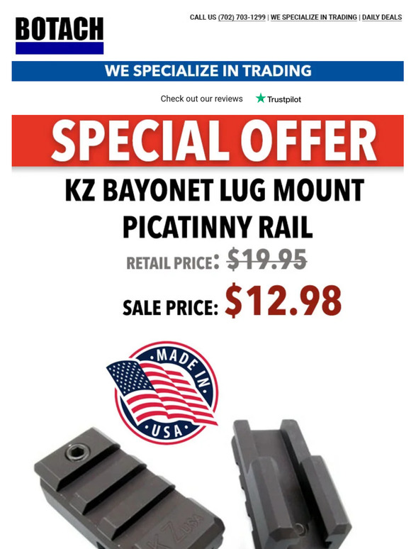 Botach Tactical: Special Offer! KZ Bayonet Lug Mount Picatinny Rail $12 ...
