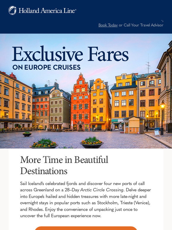 Holland America Line: Delve Deeper into Europe with Private Fares from ...