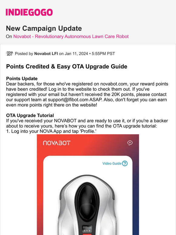 Indiegogo: 📢 Update #48 from Novabot - Revolutionary Autonomous Lawn ...