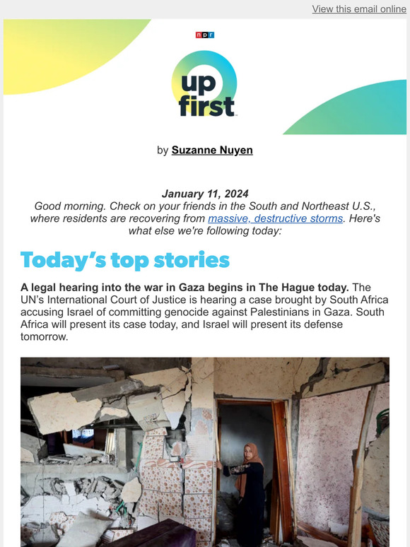 NPR: Israel faces genocide charges at U.N. court in The Hague; Chris Christie drops out of the ...