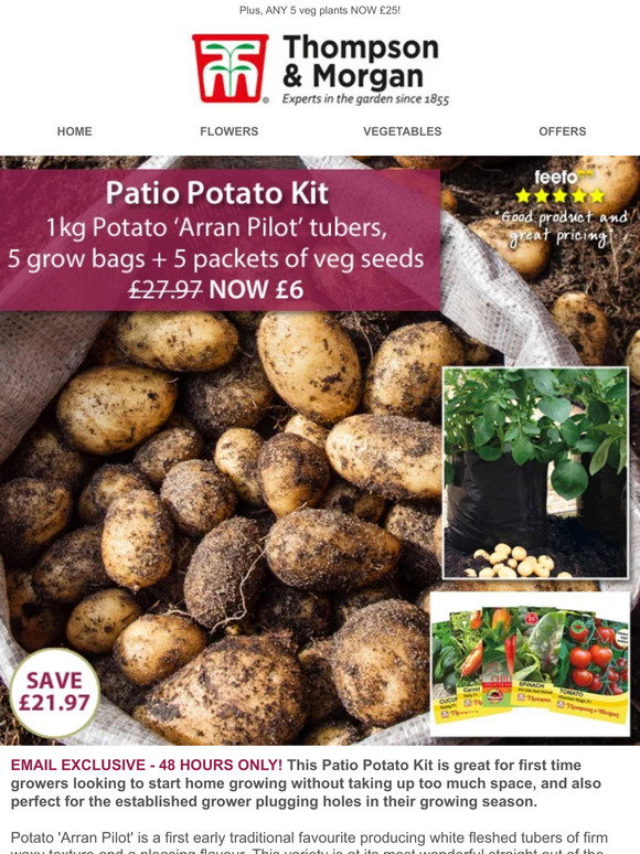 Thompson & Morgan: Patio Potato Kit ONLY £6 | Milled