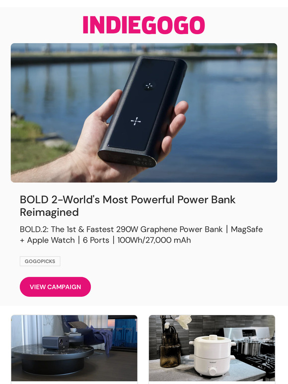 Indiegogo: 290W. Graphene. MagSafe + Apple Watch compatible. This power ...