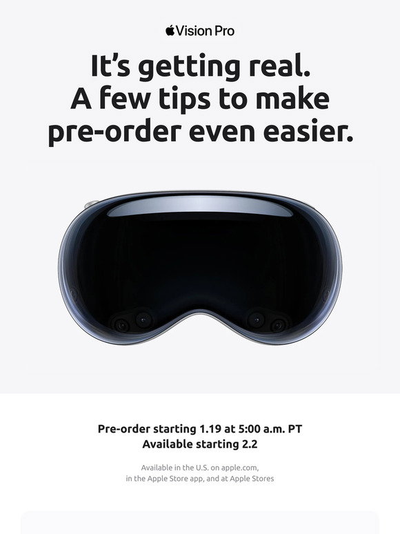 Apple: Prepare for Apple Vision Pro pre-order on January 19. | Milled