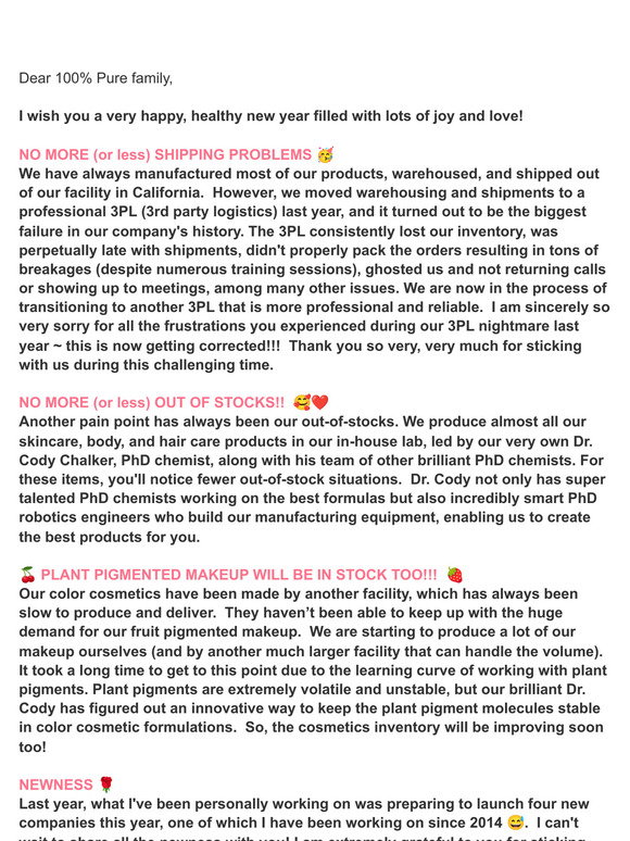 100 Percent Pure: Dear there , Some great news! A note from founder ...