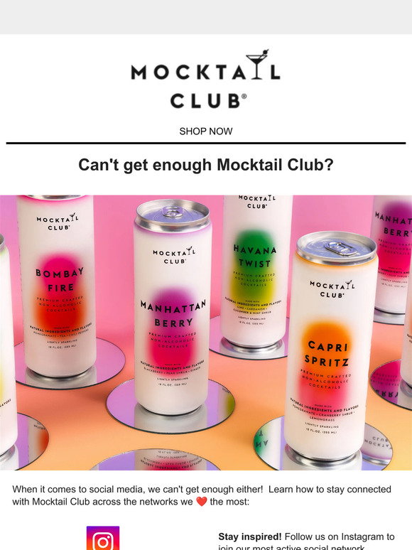 Mocktail Club: Follow us on social media! | Milled