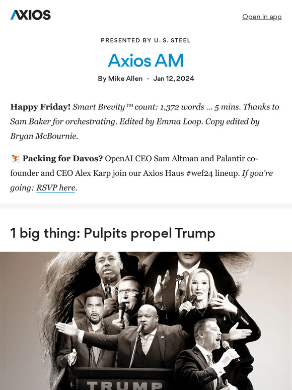 Axios: 🥊 Axios AM: Pulpits propel Trump | Milled
