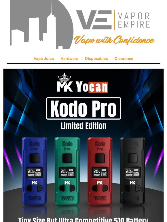 Vapor Empire: NEW! MK100 Yocan Kodo Pro Limited Edition 510 Battery! 😱 ...