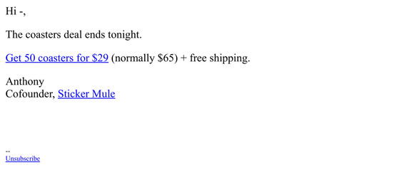 Sticker Mule: Last day for coasters | Milled