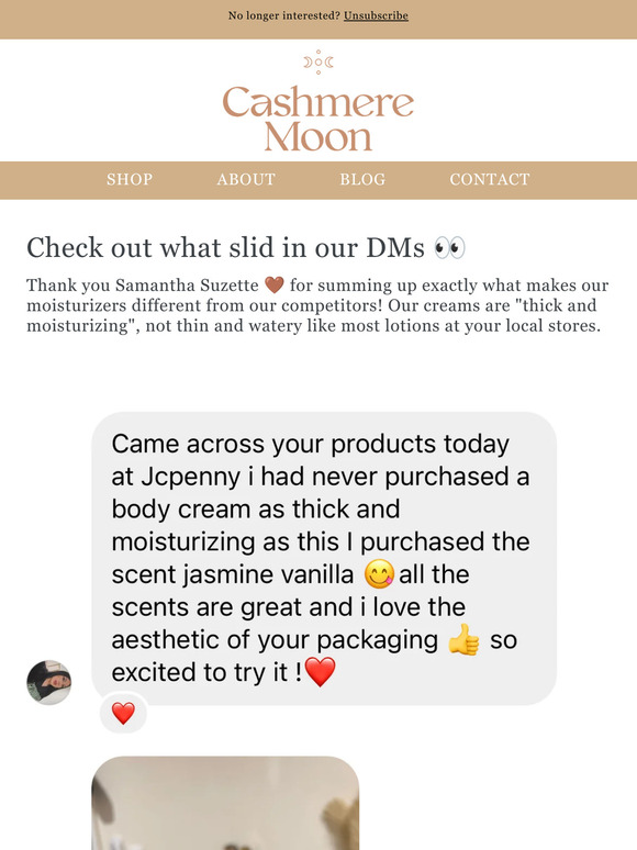 Cashmere Moon: Check out this DM we received the other day 😱 | Milled