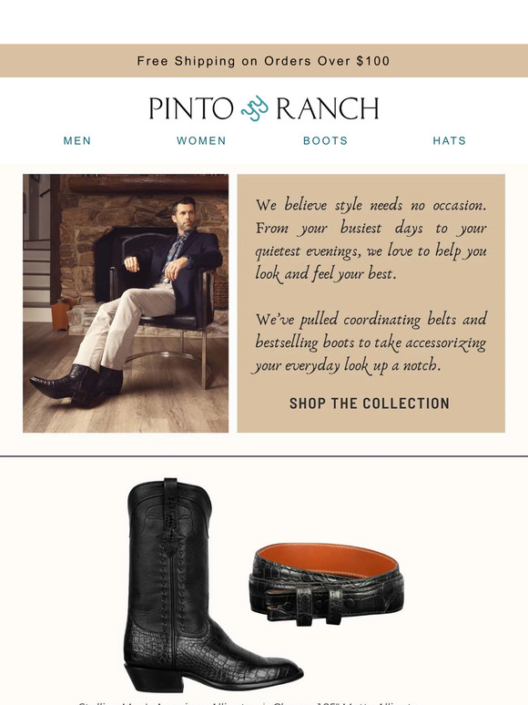 Pinto Ranch: Craft the Perfect Outfit with Matching Boots & Belt | Milled